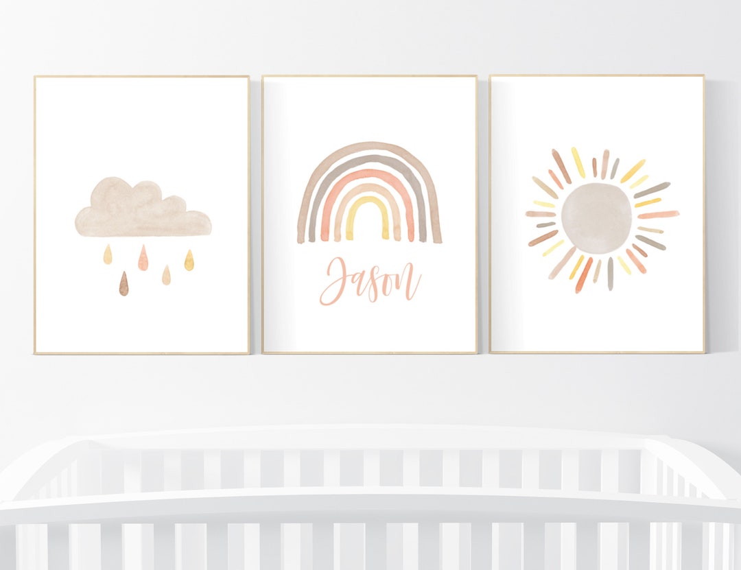 Nursery Decor Gender Neutral, Rainbow Nursery Art, Rainbow Wall Art ...