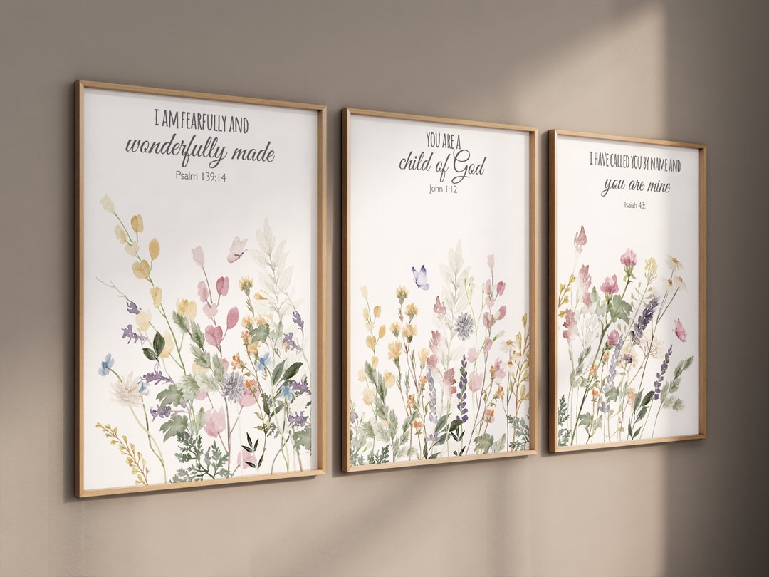 Wildflower Nursery Print: Boho Floral Decor, Bible Verse Art - Etsy