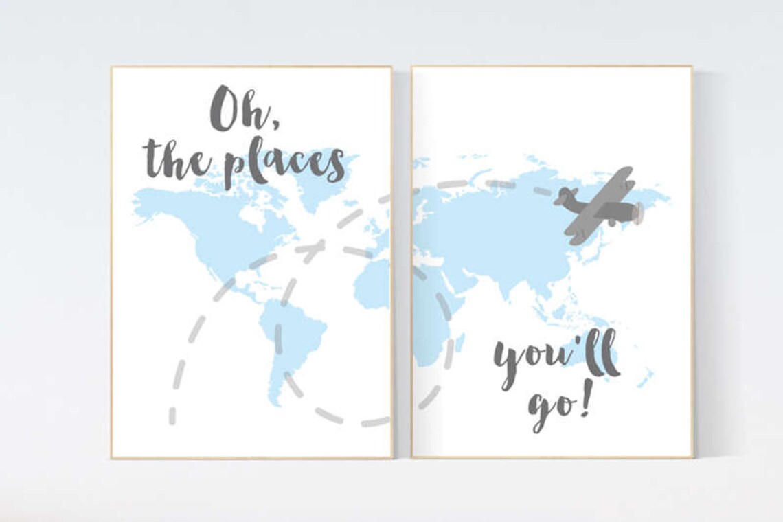 Oh the Places You'll Go World Map Wall Art World Map | Etsy