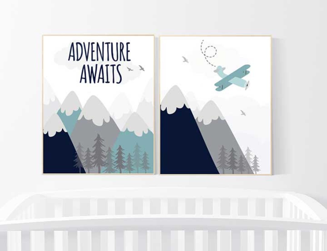 Adventure Awaits, Nursery Decor Boy Adventure, Nursery Decor Mountain ...