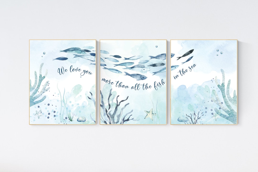 Ocean Nursery Print Set: Watercolor Under the Sea Wall Art - Etsy