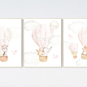 Blush Nursery Wall Art, Nursery Decor Girl, Hot Air Balloon Nursery ...