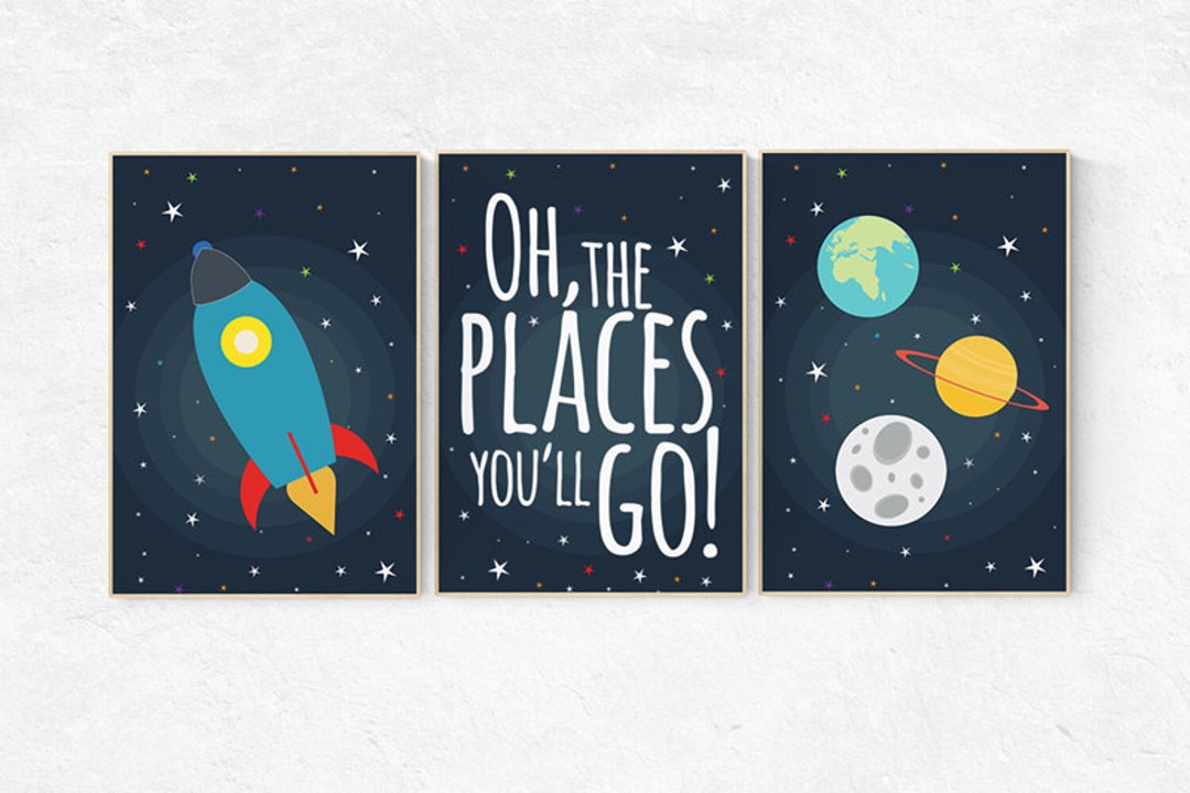Nursery Decor Boy Space, Space Nursery Decor, Oh the Places You'll Go ...