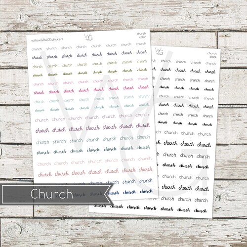 Church Script Planner Stickers - Etsy