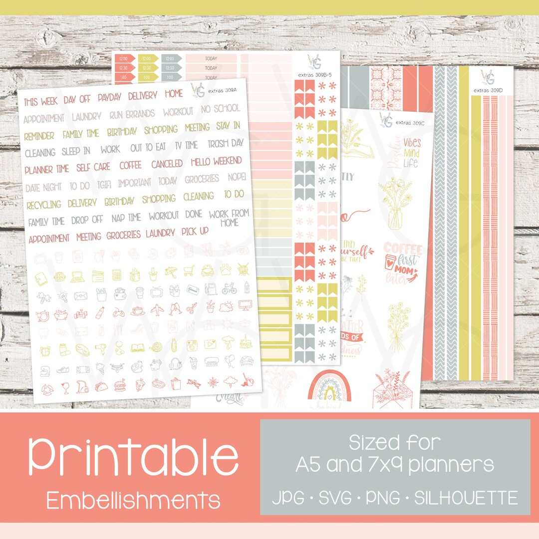 Printable Planner Stickers | Extras | Icons | Planner Stickers | EX-309 ...
