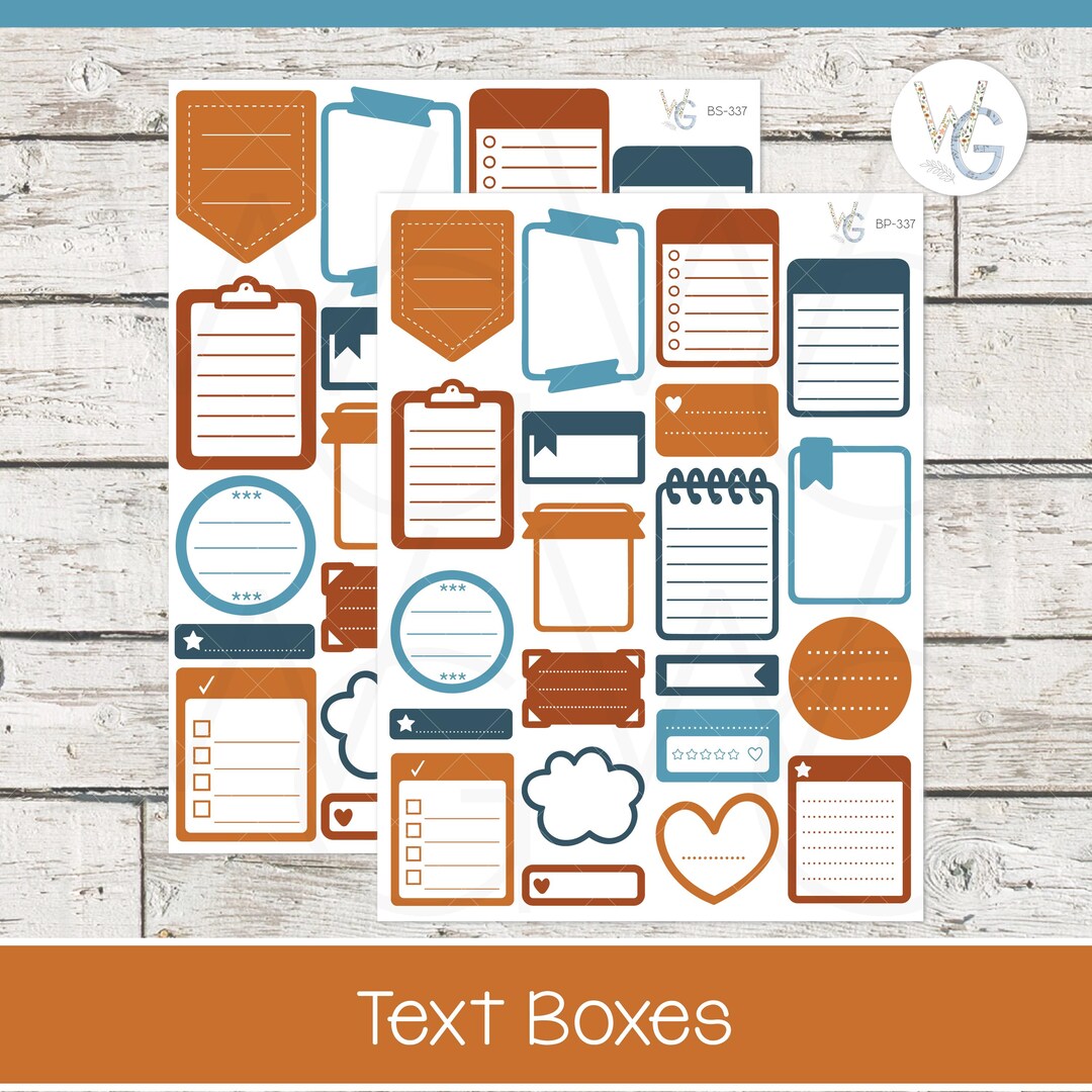 Planner Stickers • Text Boxes • B-337 - Etsy