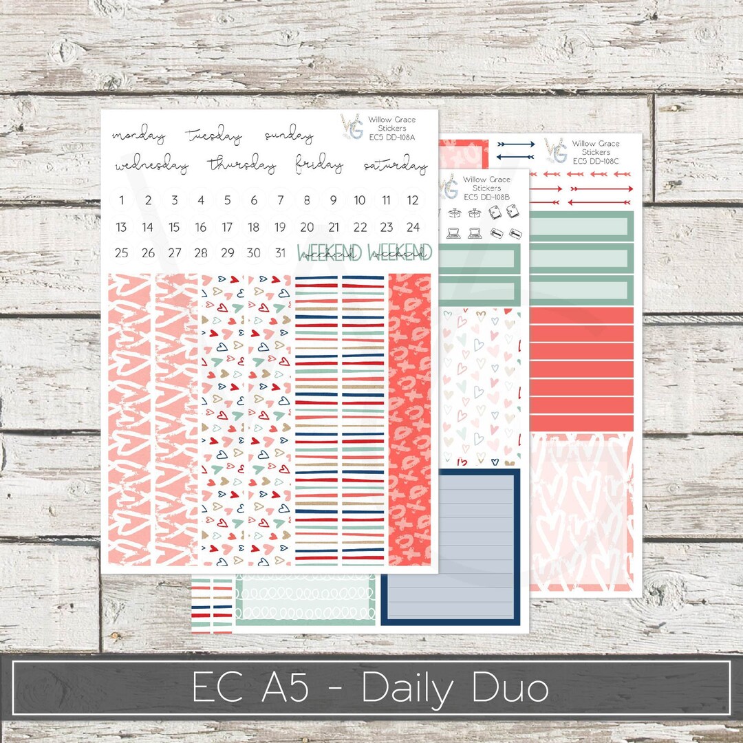 Planner Stickers EC A5 Daily Duo Sticker Kit DD5-108 - Etsy
