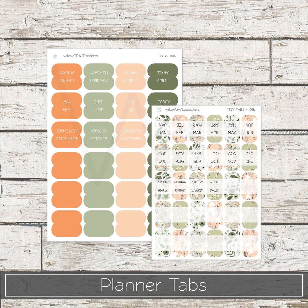 Planner Tabs Tab Stickers Planner Stickers TB-109 - Etsy