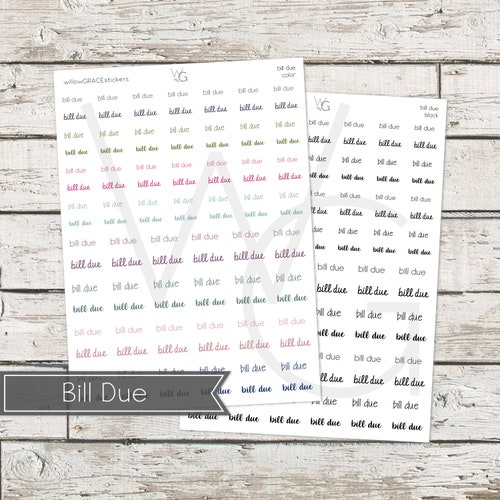 BILL DUE Stickers / Finance Tracker / Budget Planner Stickers - Etsy