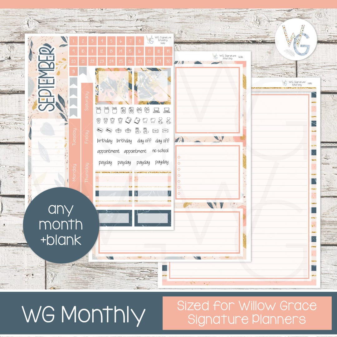 Planner Stickers • WG Signature Monthly Planner Stickers • SM-149 - Etsy