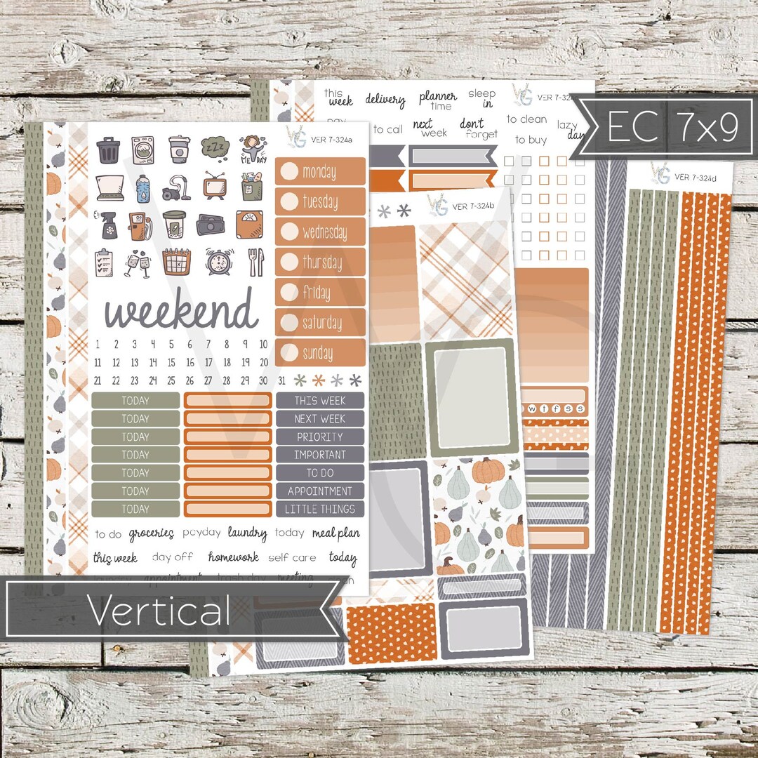 Planner Stickers Vertical Sticker Kit Weekly Sticker Kit - Etsy