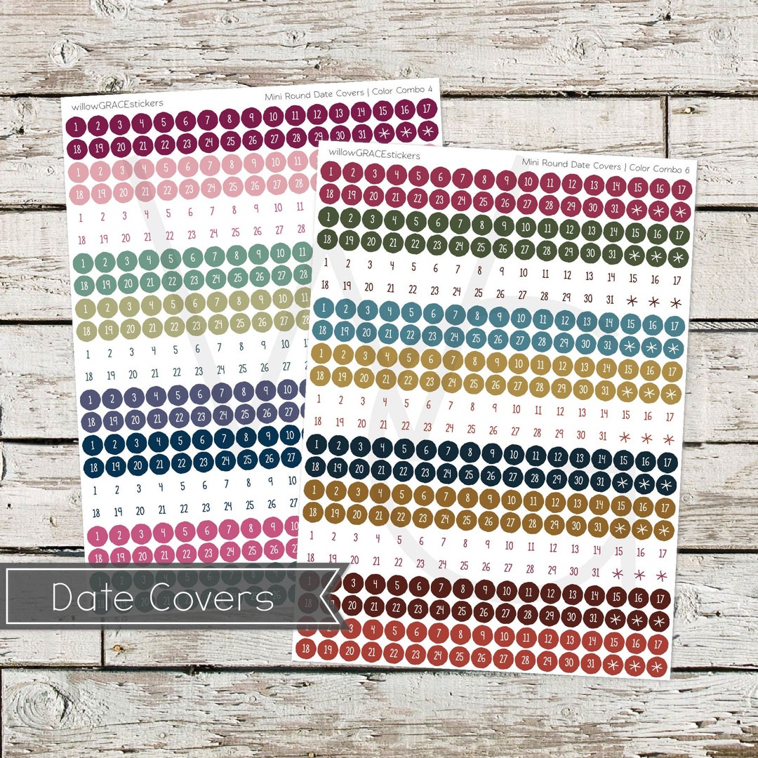 Mini Round Date Covers Functional Planner Stickers - Etsy