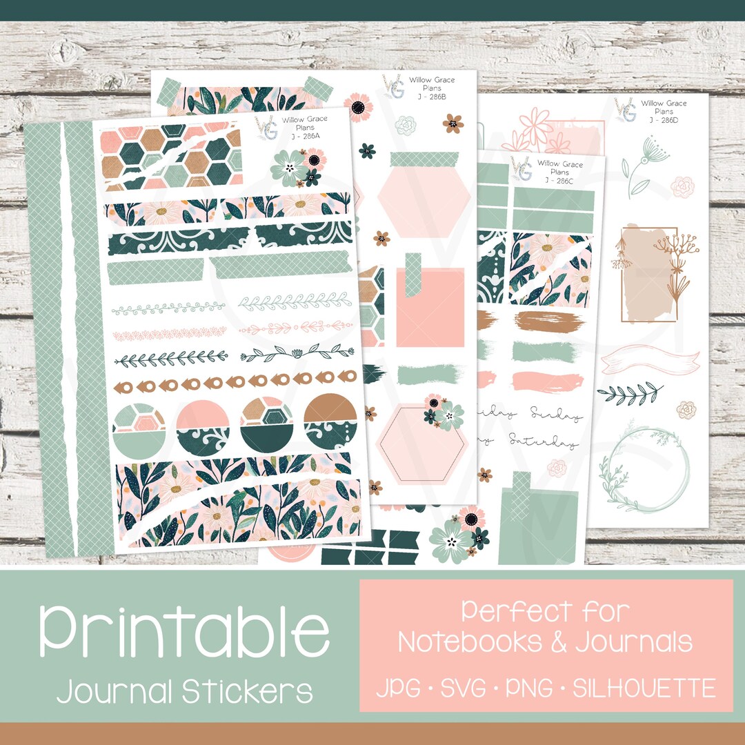 Printable Journaling Stickers | Planner Stickers | JOUR-286 - Etsy