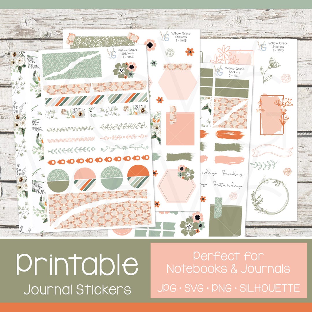 Printable Journaling Stickers | Planner Stickers | JOUR-104 - Etsy