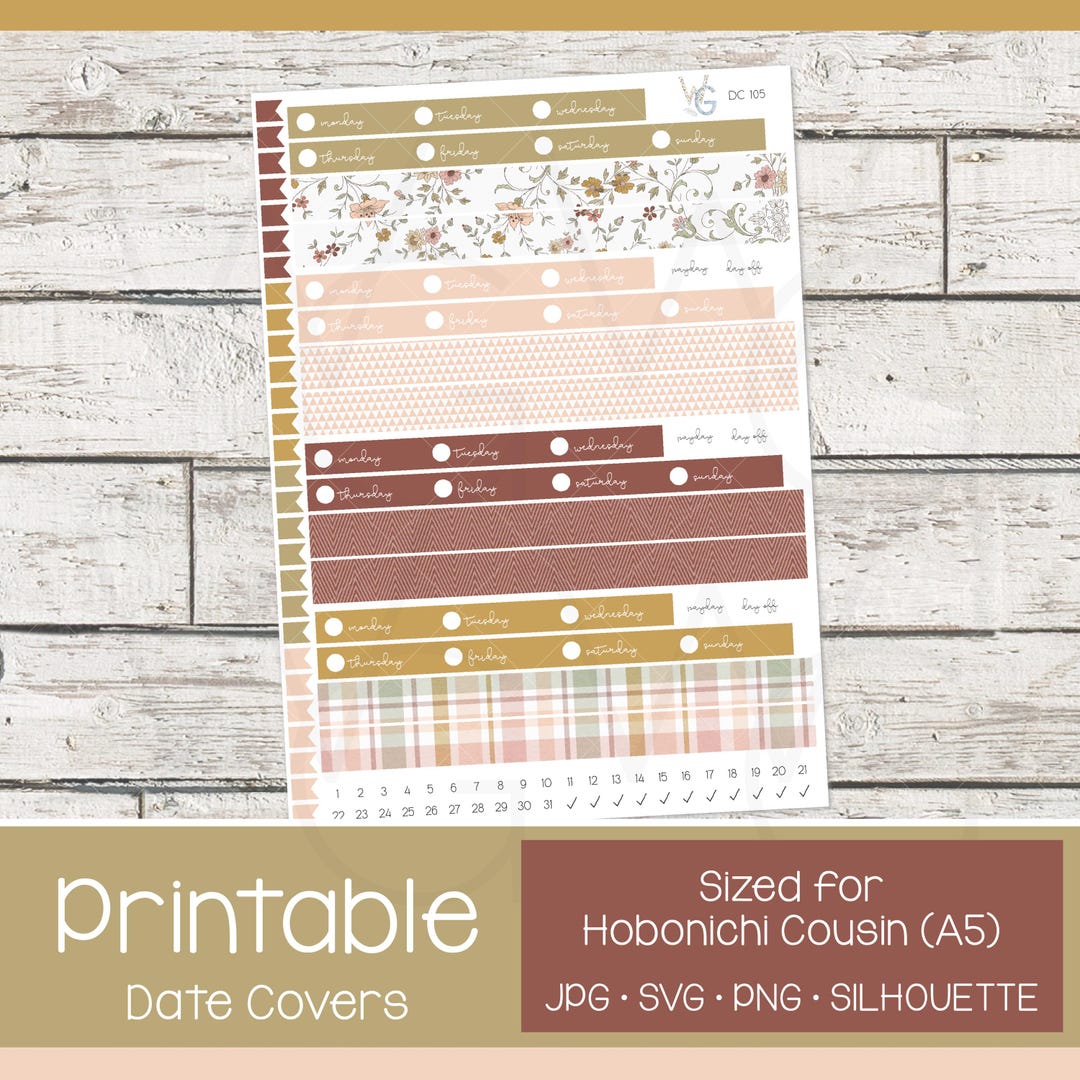 Printable Date Covers | Planner Stickers | DC5-105 - Etsy