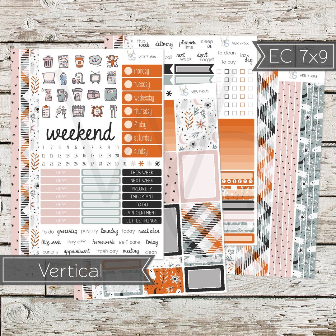 Planner Stickers Vertical Sticker Kit Weekly Sticker Kit - Etsy