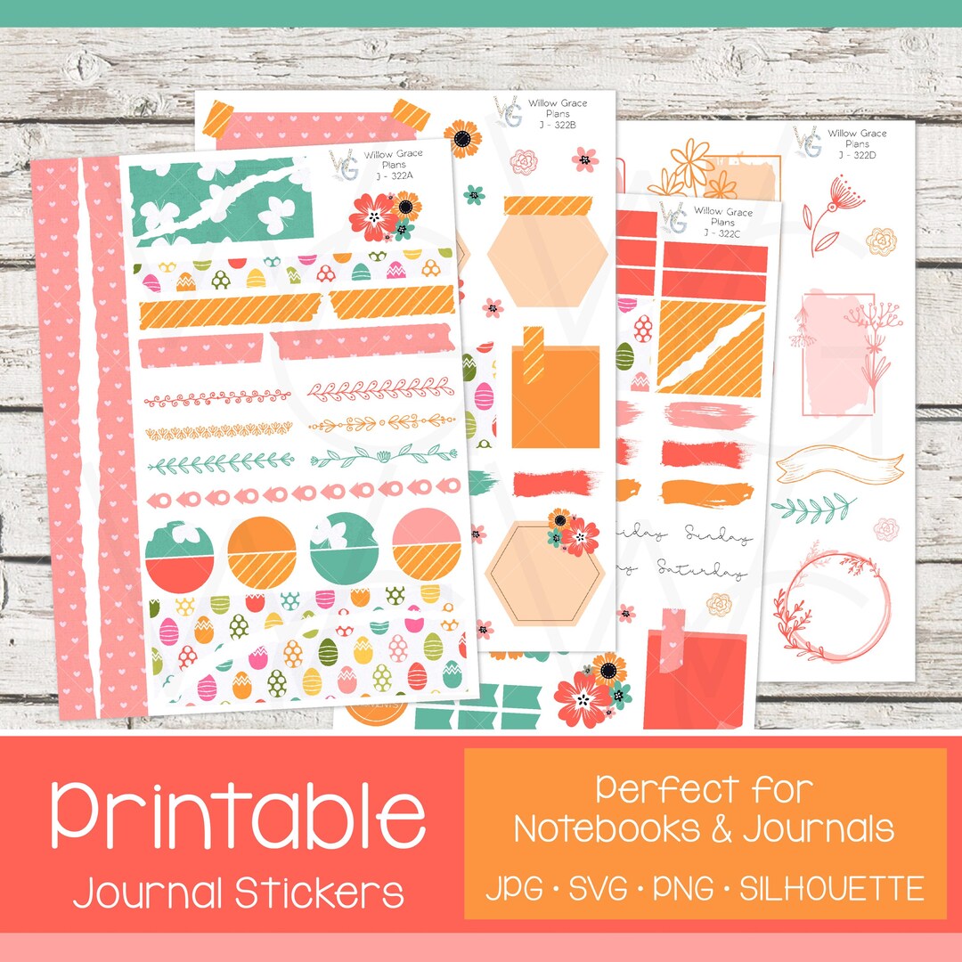 Printable Journaling Stickers | Planner Stickers | JOUR-322 - Etsy