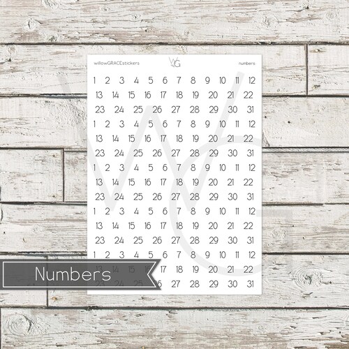 Number Stickers Number Sticker Sheet Planner Stickers - Etsy