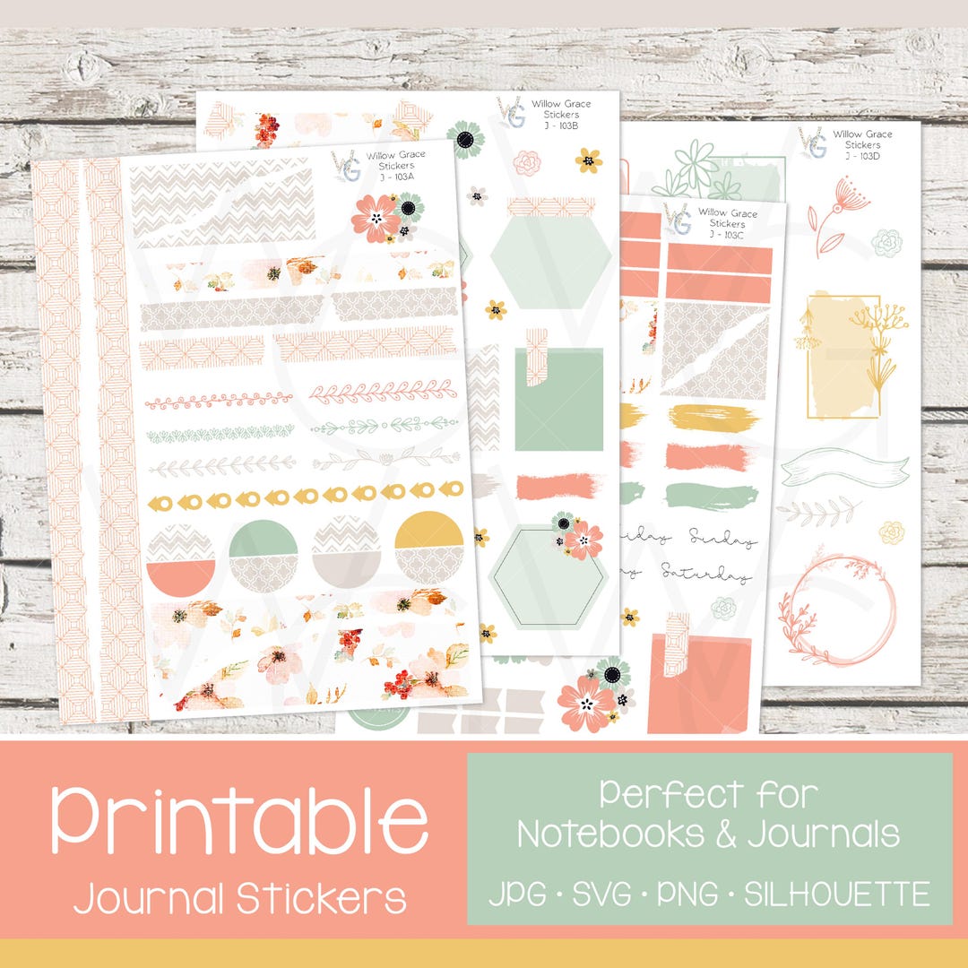 Printable Journaling Stickers | Planner Stickers | JOUR-103 - Etsy