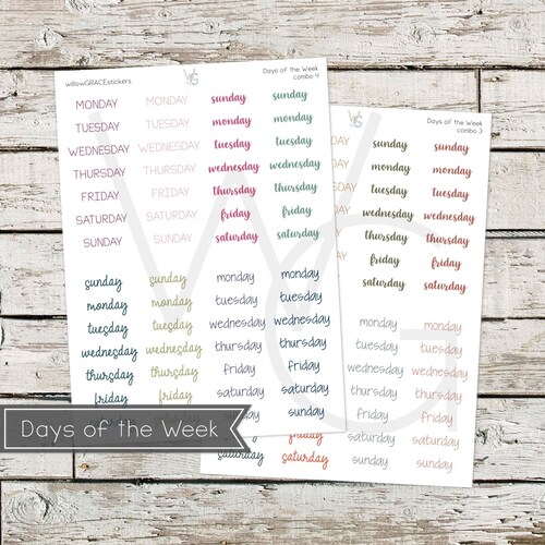 Large Days of the Week Stickers for Planners Organizers and - Etsy