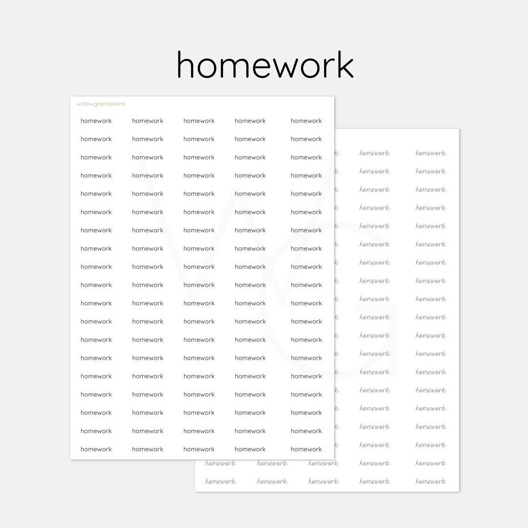 Homework | Planner Word Stickers - Etsy