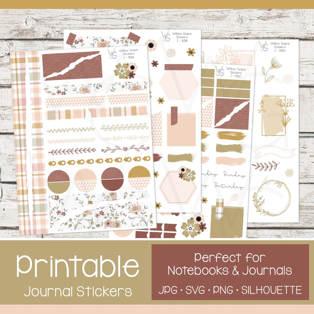 Printable Journaling Stickers | Planner Stickers | JOUR-105 - Etsy