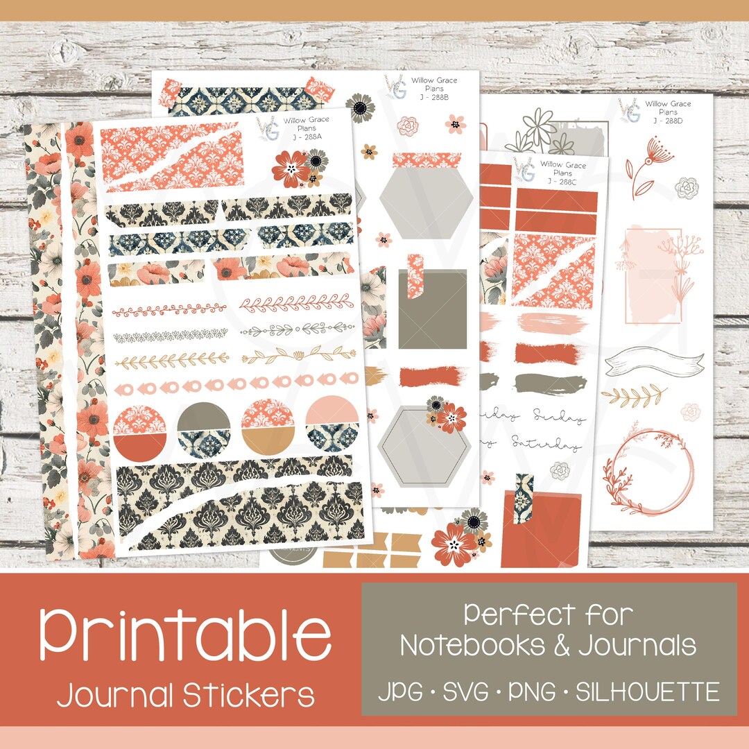Printable Journaling Stickers | Planner Stickers | JOUR-288 - Etsy