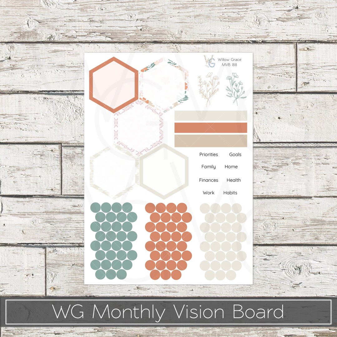 Willow Grace Monthly Vision Board Sticker Kit VB-188 - Etsy