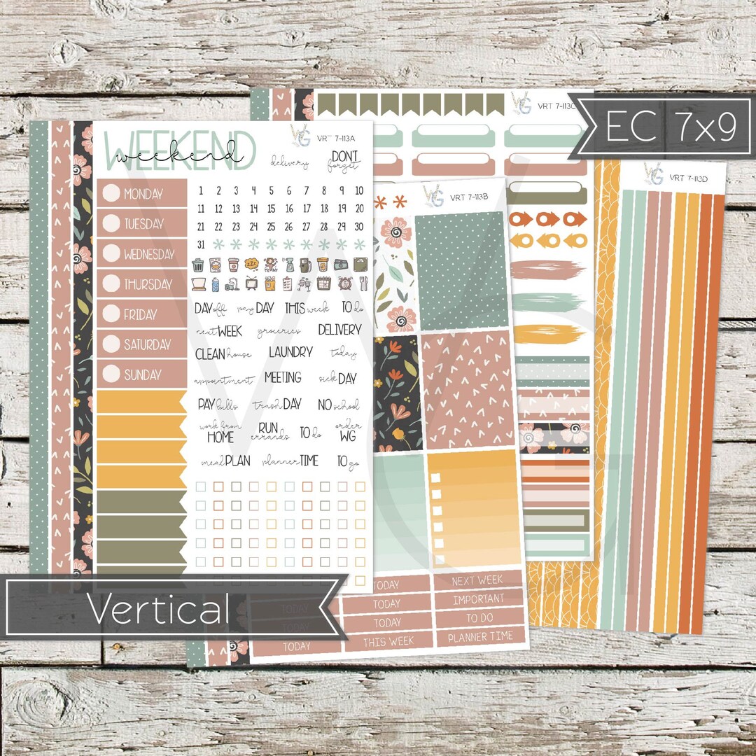Planner Stickers Vertical Sticker Kit Weekly Sticker Kit - Etsy