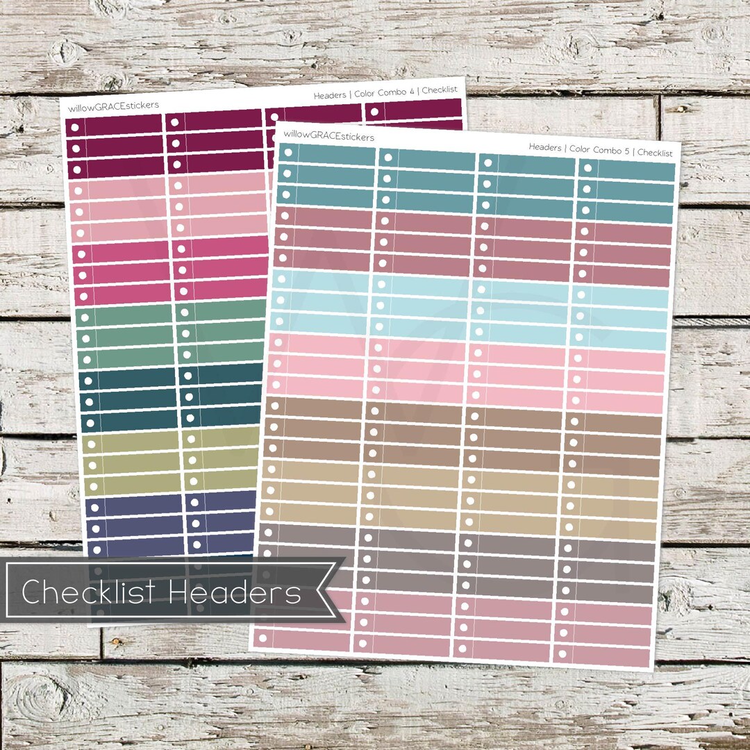 Blank Checklist Headers Functional Planner Stickers - Etsy