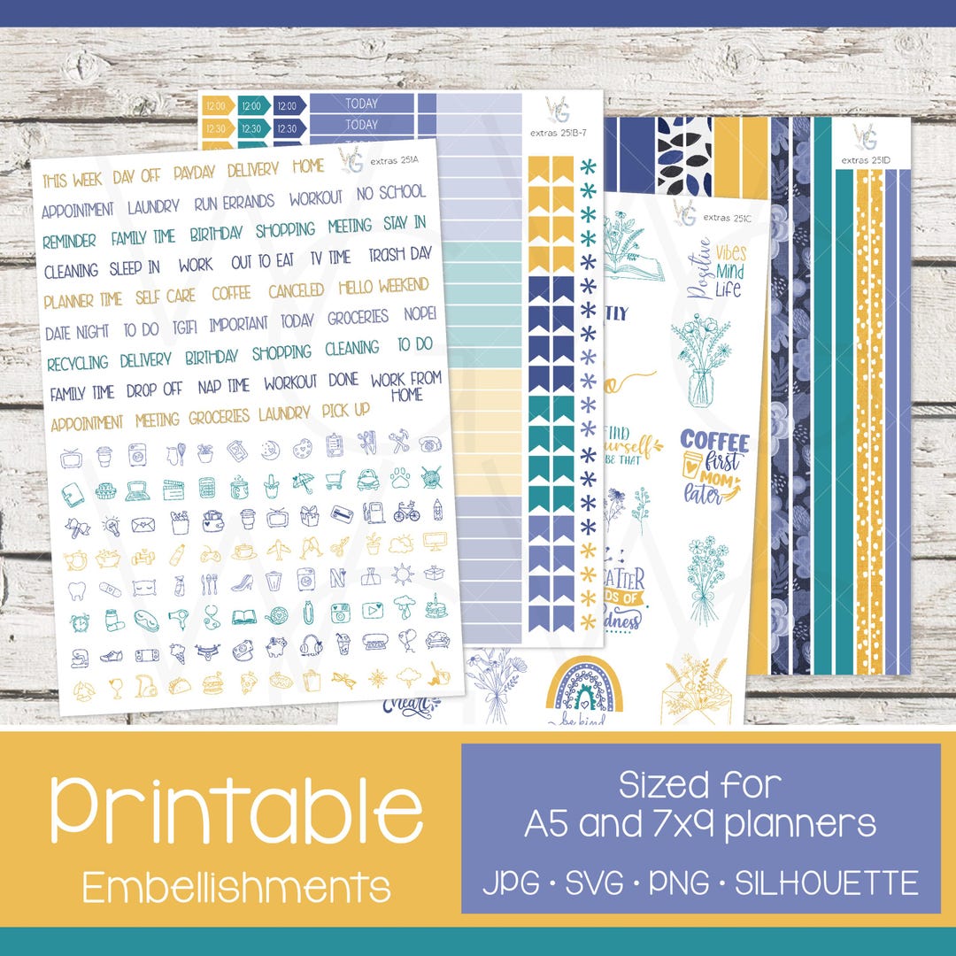 Printable Planner Stickers | Extras | Icons | Planner Stickers | EX-251 ...