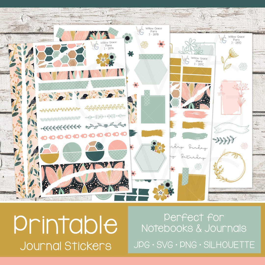 Printable Journaling Stickers | Planner Stickers | JOUR-287 - Etsy