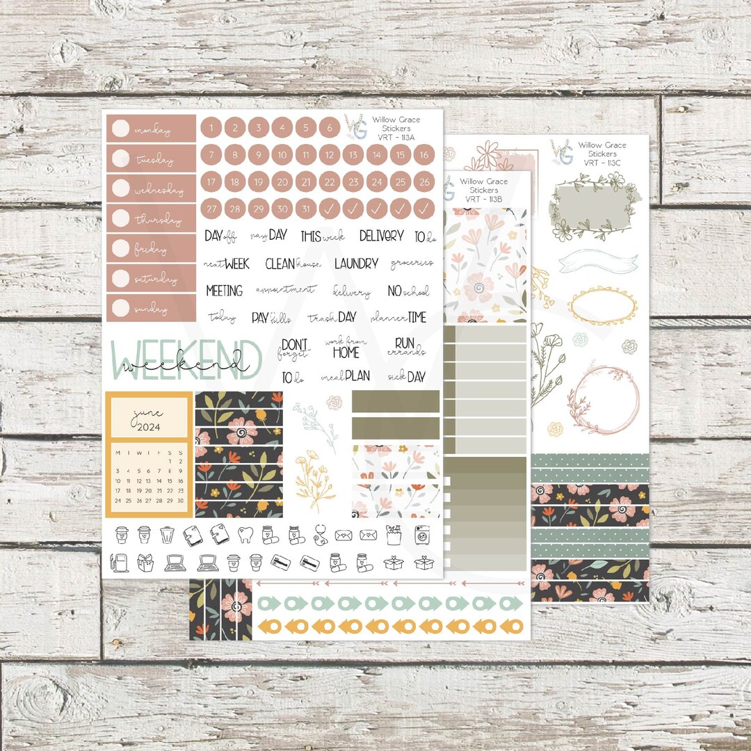 Planner Stickers EC Vertical Planner Stickers Weekly Sticker Kit 7-113 ...