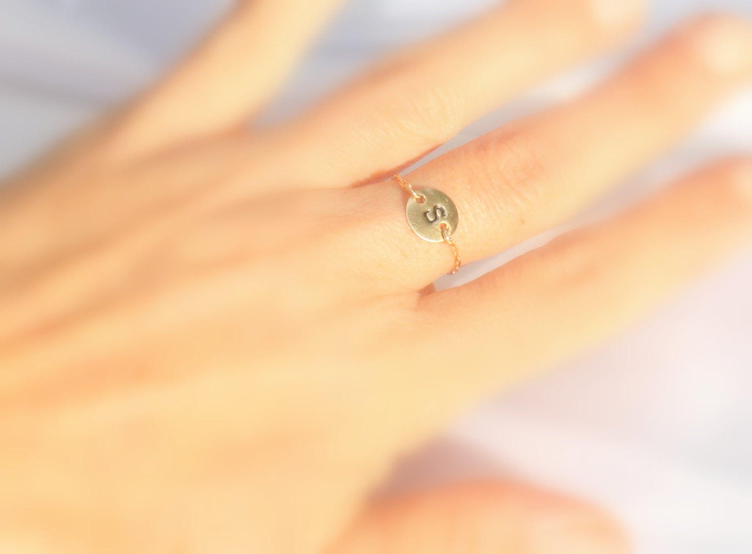 Simple letter ring Dainty Initial Ring Personalized Gold | Etsy