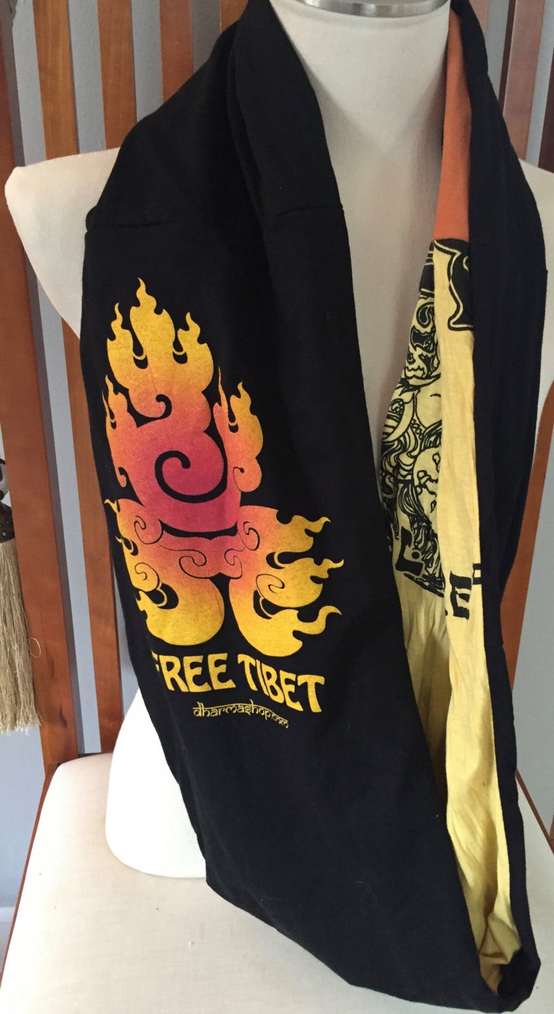 Buddha Loop Scarf, Yoga Tibet Scarf, Black Yellow N Amber Women's Scarf ...