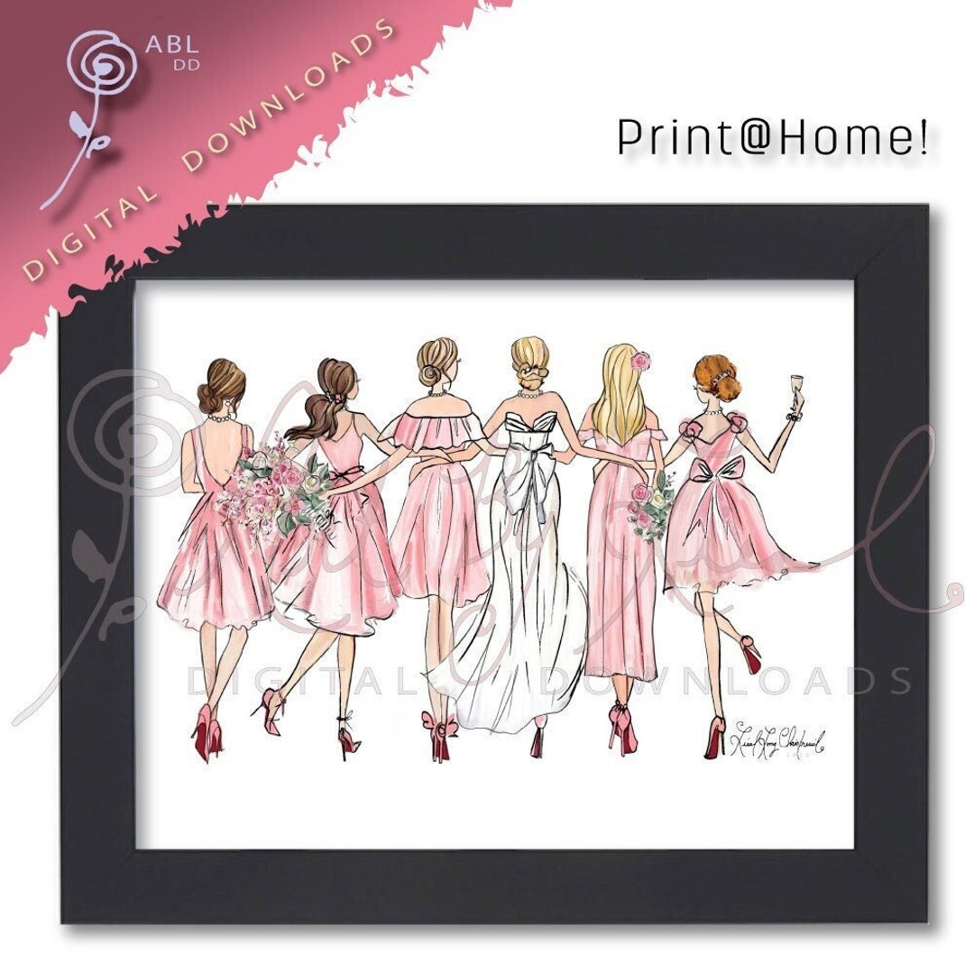 ABL / Art by Liesl, DIGITAL DOWNLOAD - "wedding Gals" (instant Printable Fashion Illustration ...