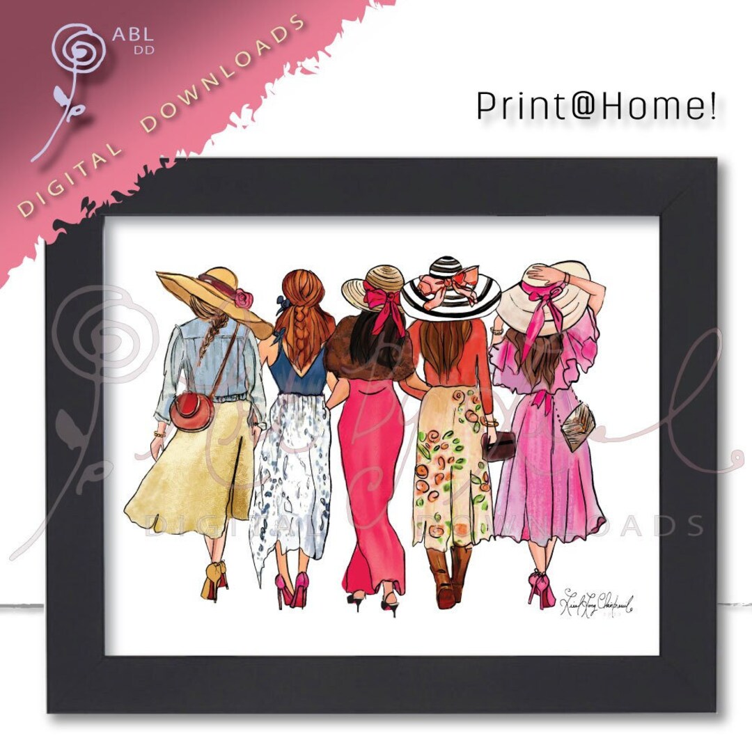 ABL / Art by Liesl, DIGITAL DOWNLOAD - "off to Keeneland", Girls Dressed up in the Fall (instant ...