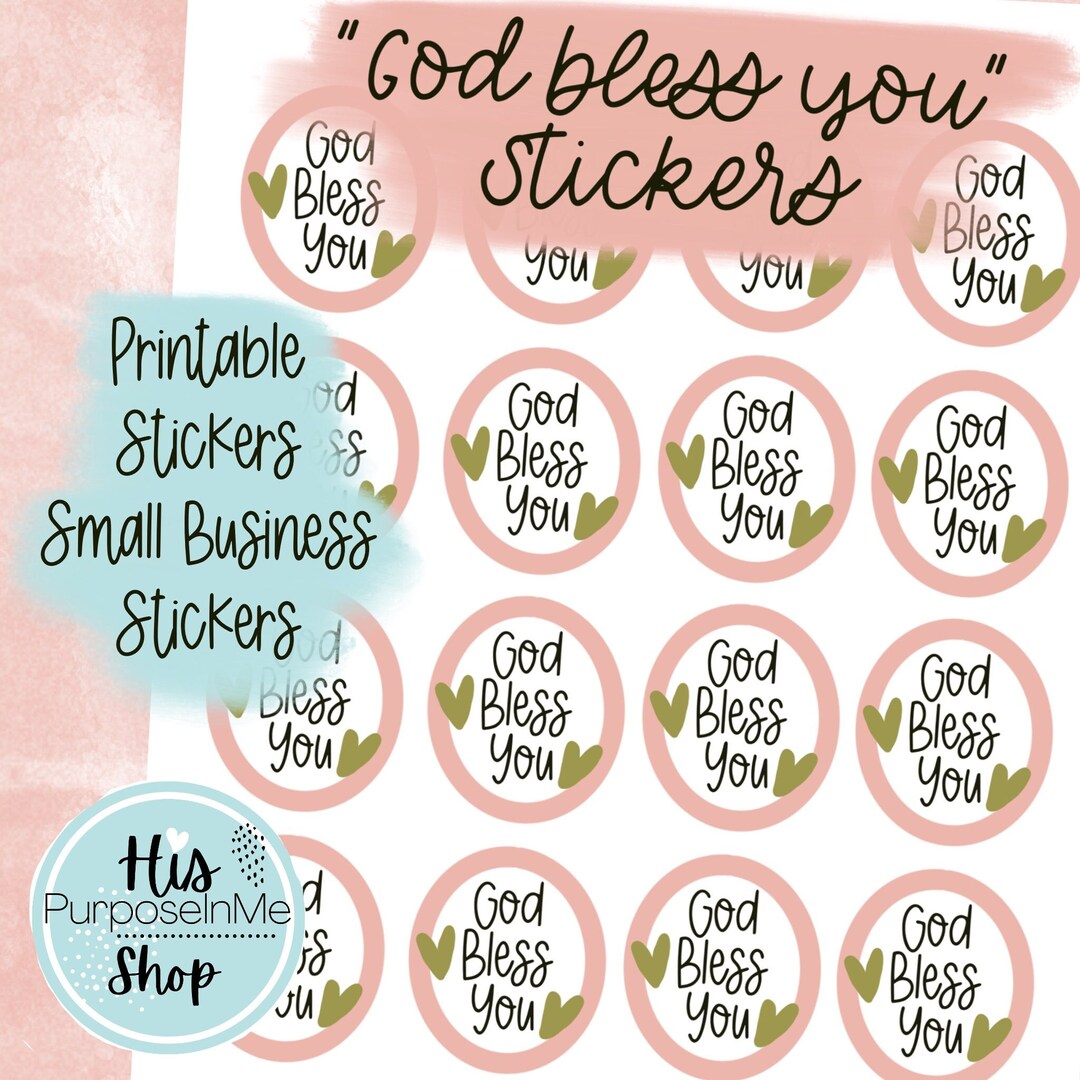 God Bless You Printable Stickers - Bible Journaling - Thank You Stickers - Small Business ...
