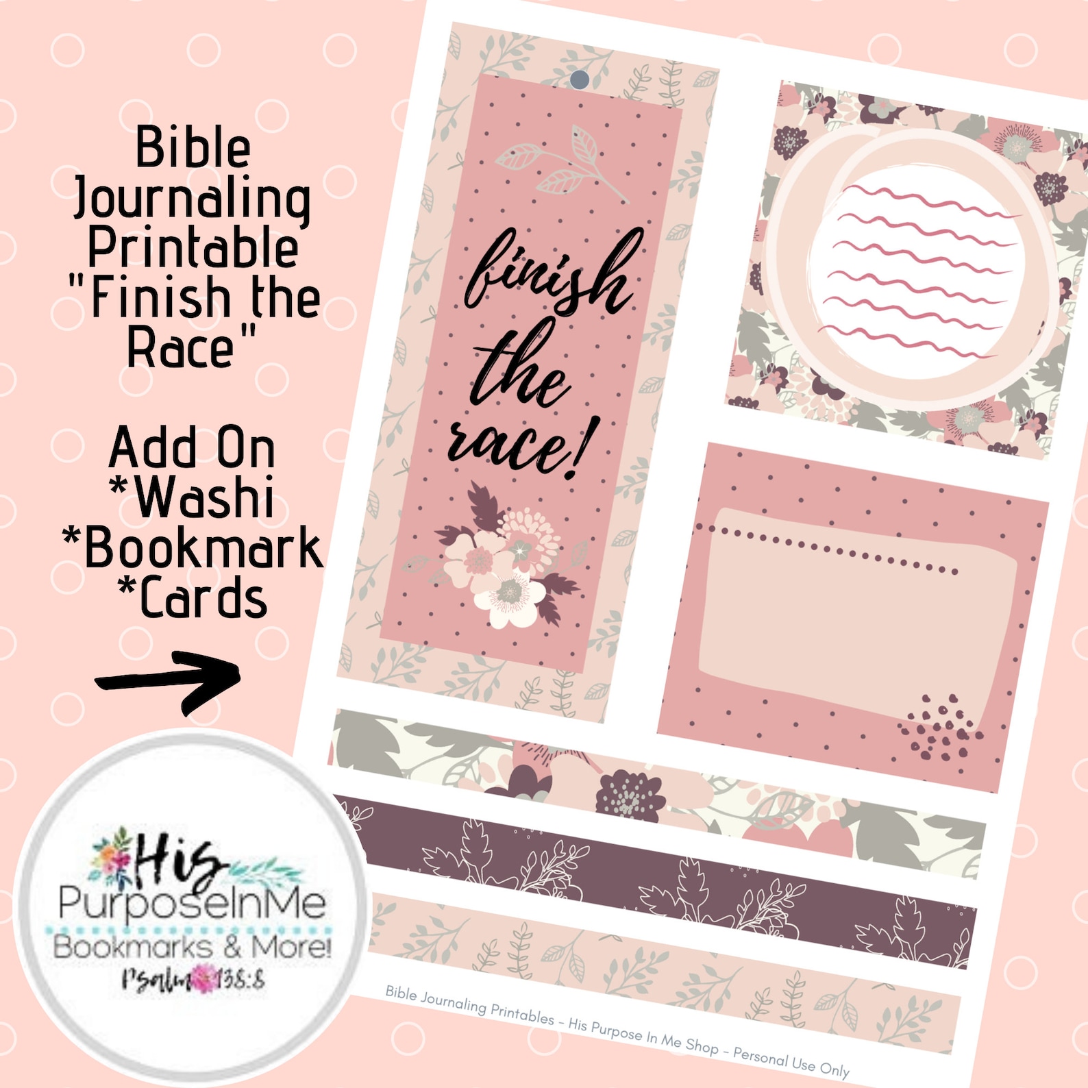 Finish the Race ADD ON Bible Journaling Printable Bible Study God Faith ...