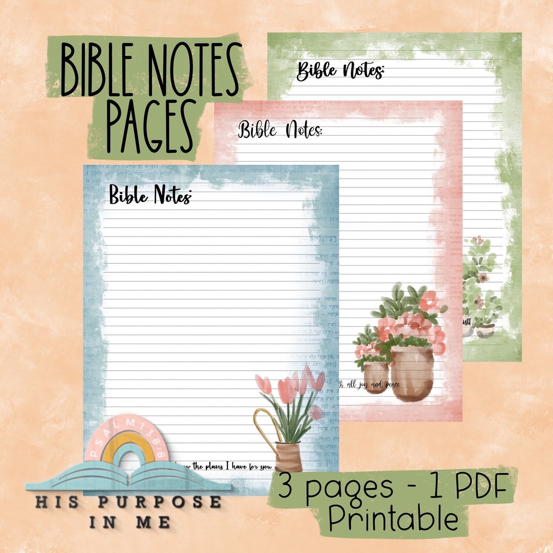 Bible Notes Pages - Bible Journaling - Instant Download - Christian ...