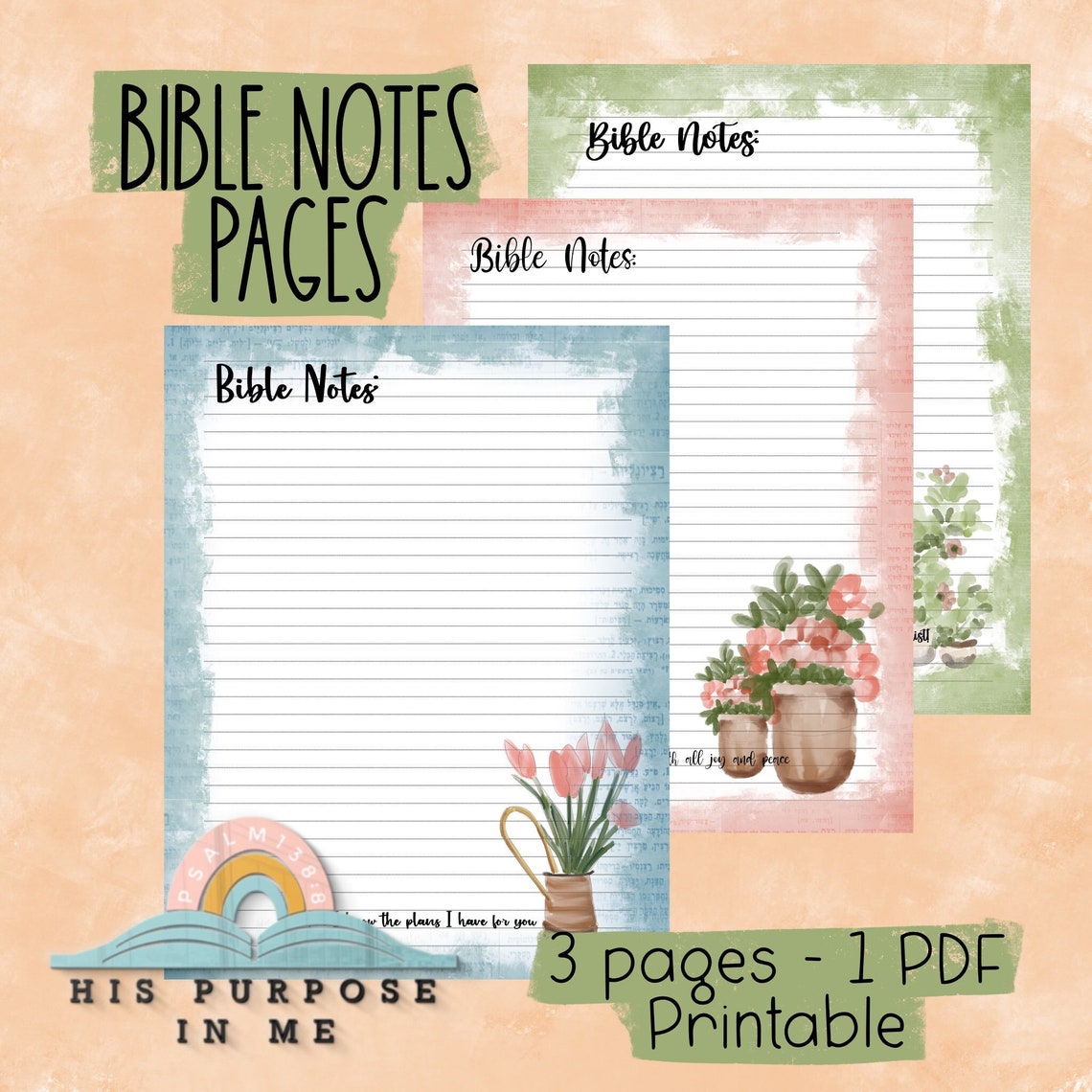 Bible Notes Pages Bible Journaling Instant Download Christian Printable ...