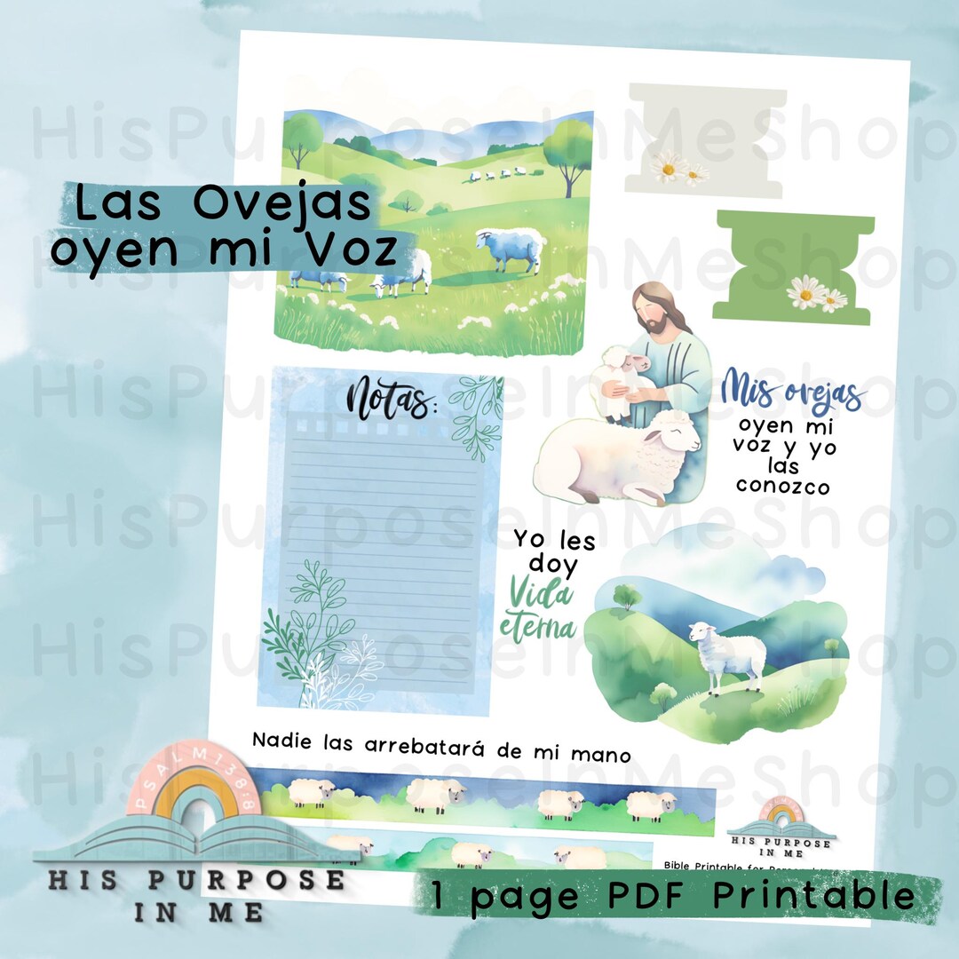 Las Ovejas Oyen Mi Voz - Bible Journaling - Printable - Bible Study - God - Faith - Digital ...