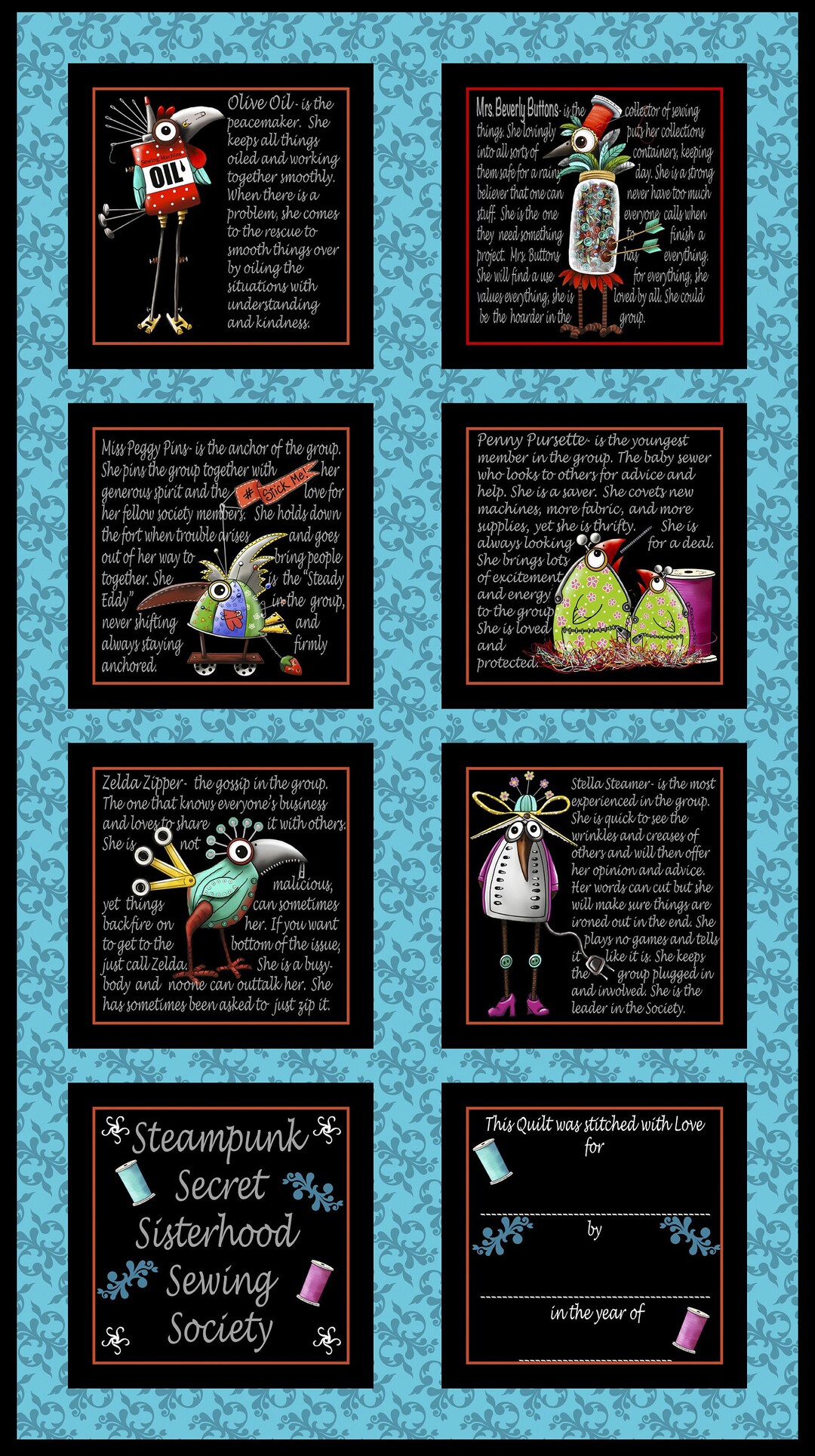 Steampunk Stitchery - 24 Inch Block Panel (29393 B) for QT Fabrics - Etsy