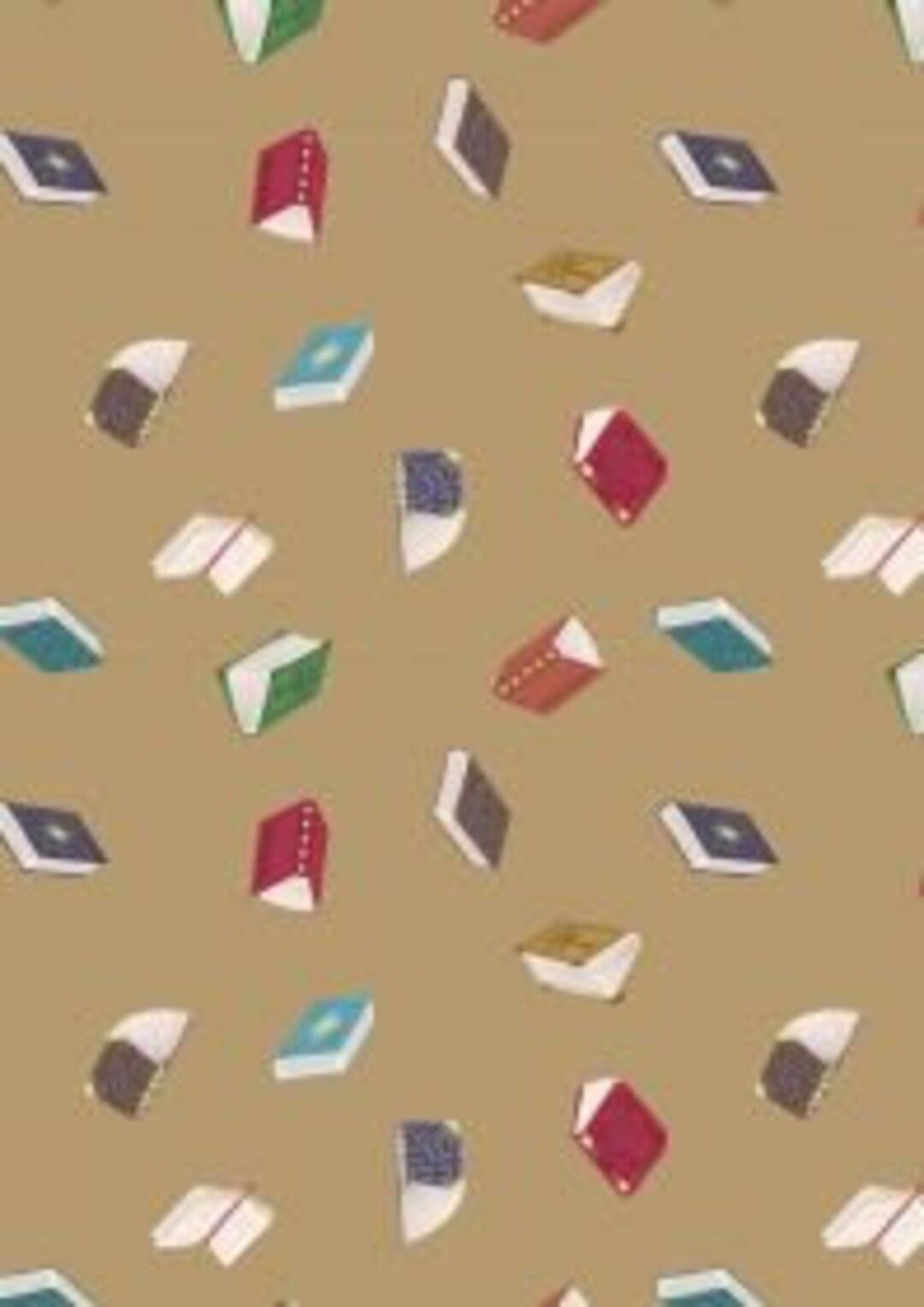 Bookworm - Books (A550.2) on Golden Brown for Lewis and Irene HALF YARD ...