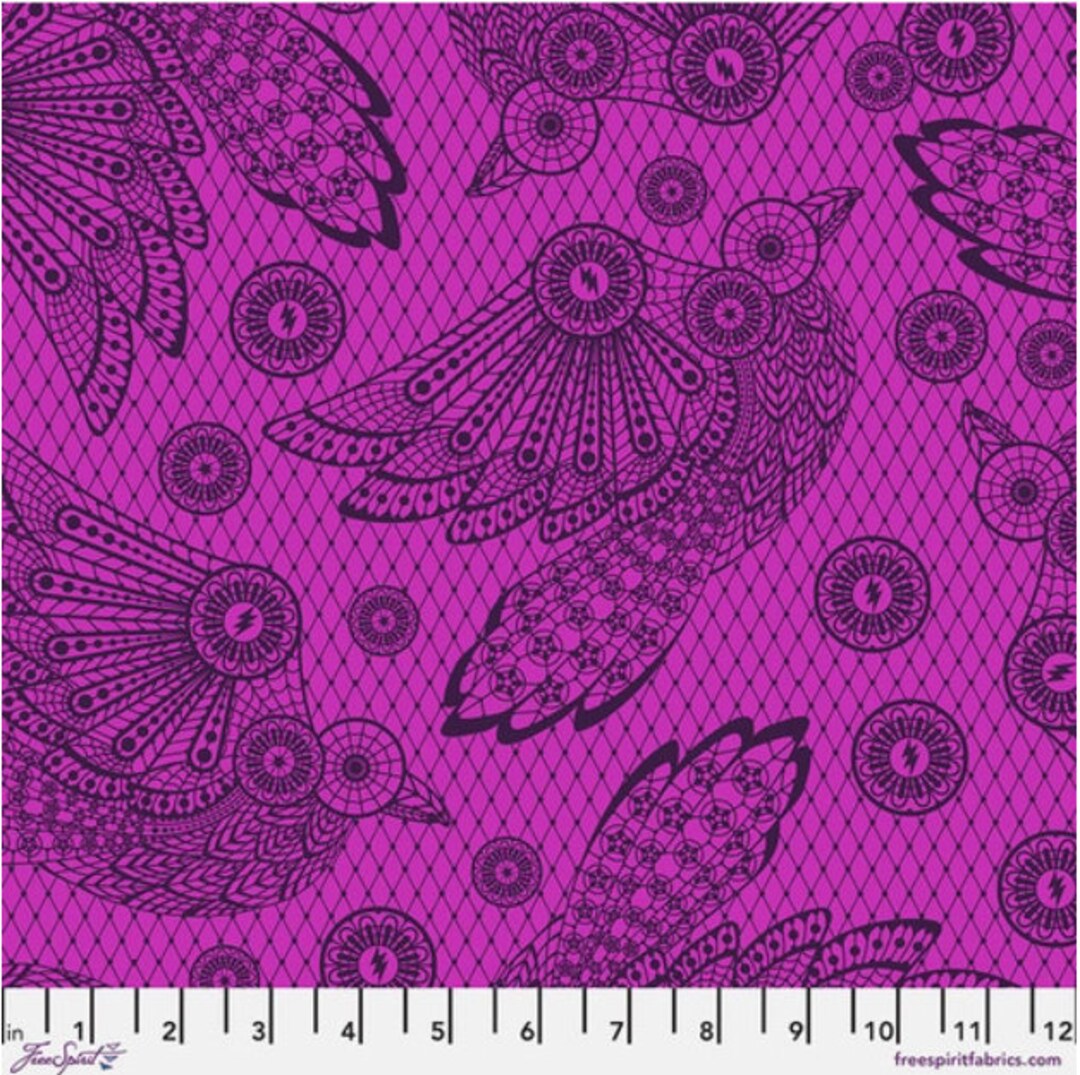 Nightshade Deja Vu - Raven Lace (PWTP207) in Oleander by Tula Pink for ...