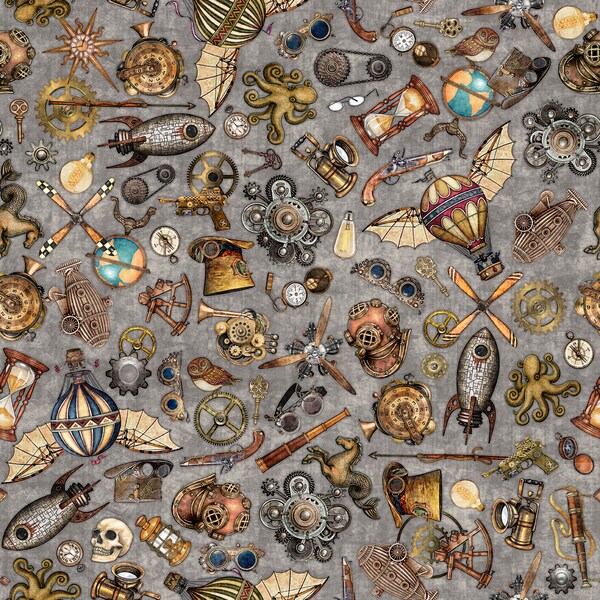 Steampunk Fabric - Etsy