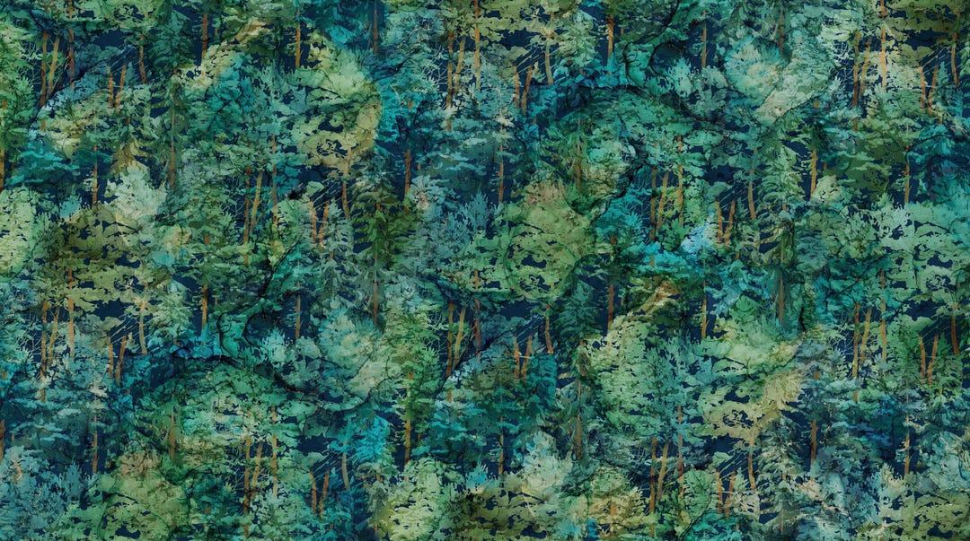 Cedarcrest Falls - Dark Trees (B26908-68) in Dark Teal Multi by Melanie ...