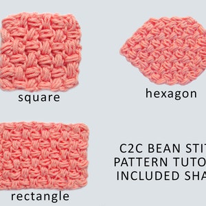 C2C Crochet Pattern Bundle: Corner to Corner Bean, Herringbone HDC, and ...