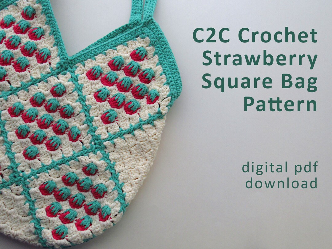 C2C Corner to Corner Strawberry Bag Pattern, Digital PDF Download - Etsy