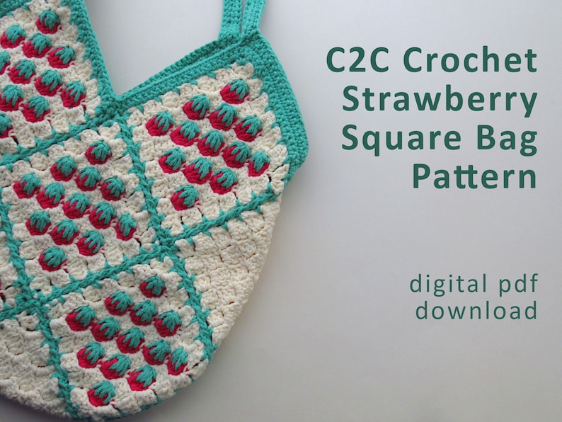 C2C Corner to Corner Strawberry Bag Pattern, Digital PDF Download - Etsy